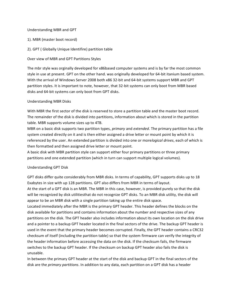 Understanding the Differences Between MBR and GPT Partition Styles ...