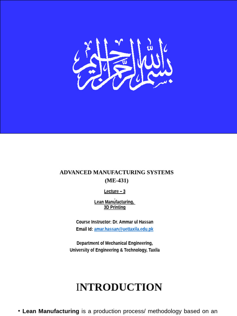 Lect 2. Lean Manufacturing - 3d Printing | PDF | 3 D Printing | Extrusion