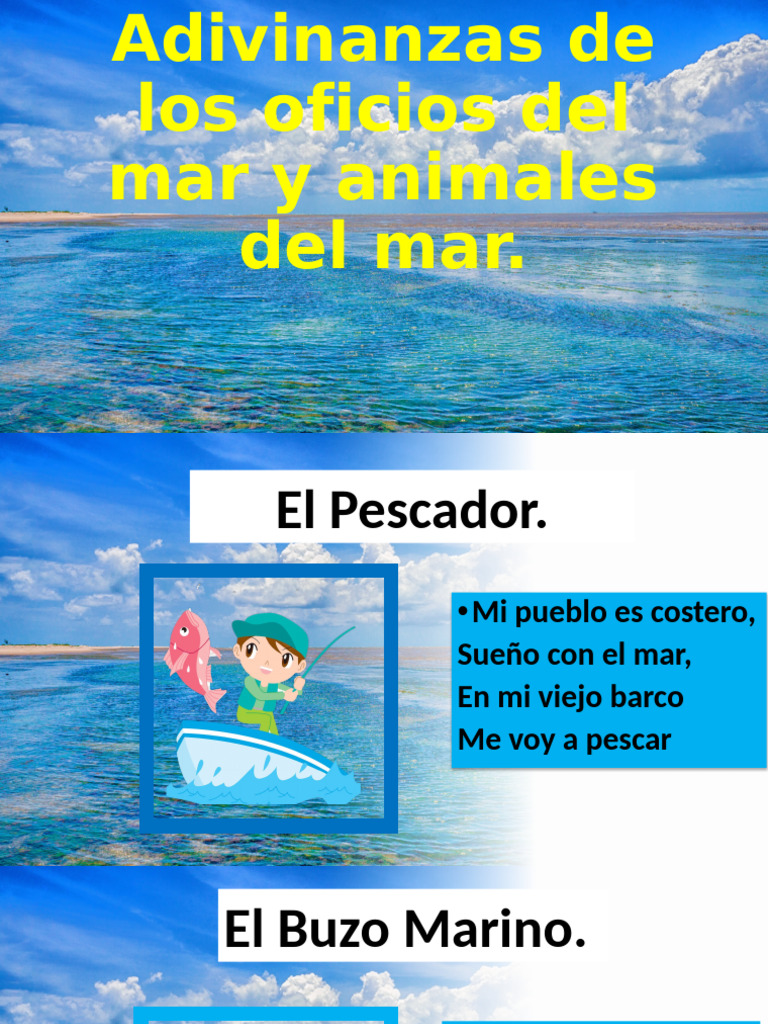 Adivinanzas de Oficios y Animales Marinos | PDF | Mar