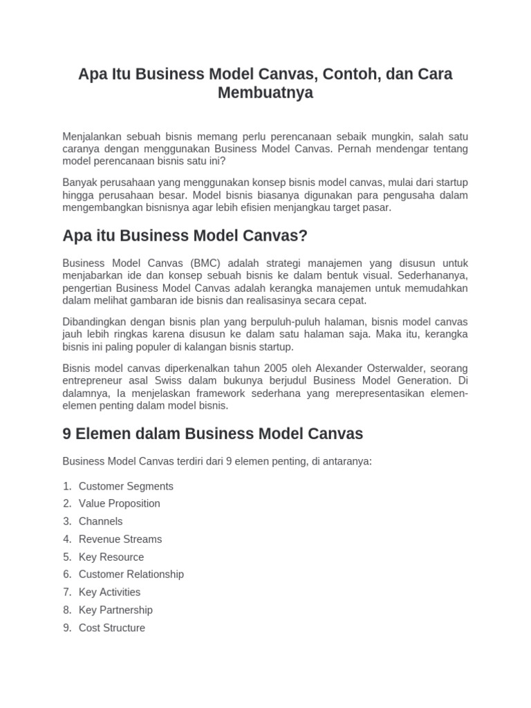 Apa Itu Business Model Canvas | PDF
