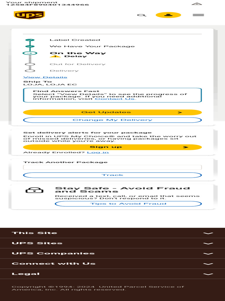 UPS Package Tracking and Alerts | PDF