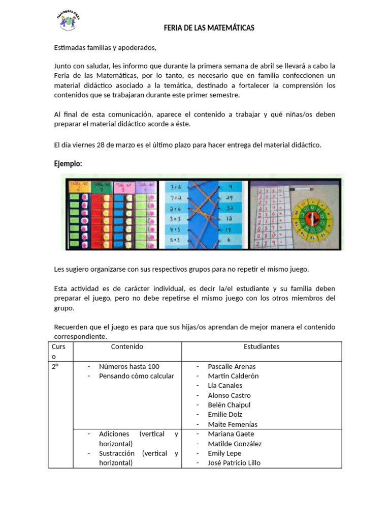 Feria de Matemáticas: Material Didáctico | PDF | Aprendizaje | Cognición