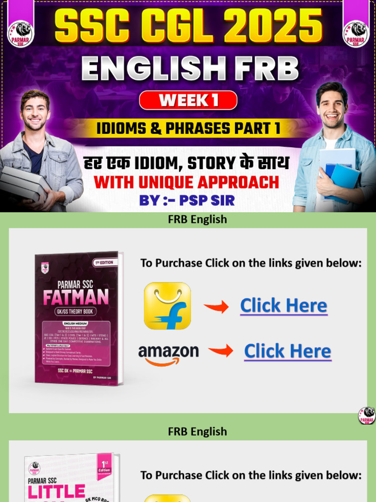 IDIOMS AND PHRASES Lec-1 (FRB - BY PARMAR SSC) | PDF