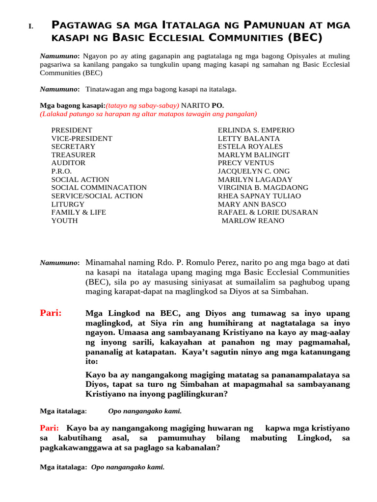 Bec Pagtatalaga | PDF