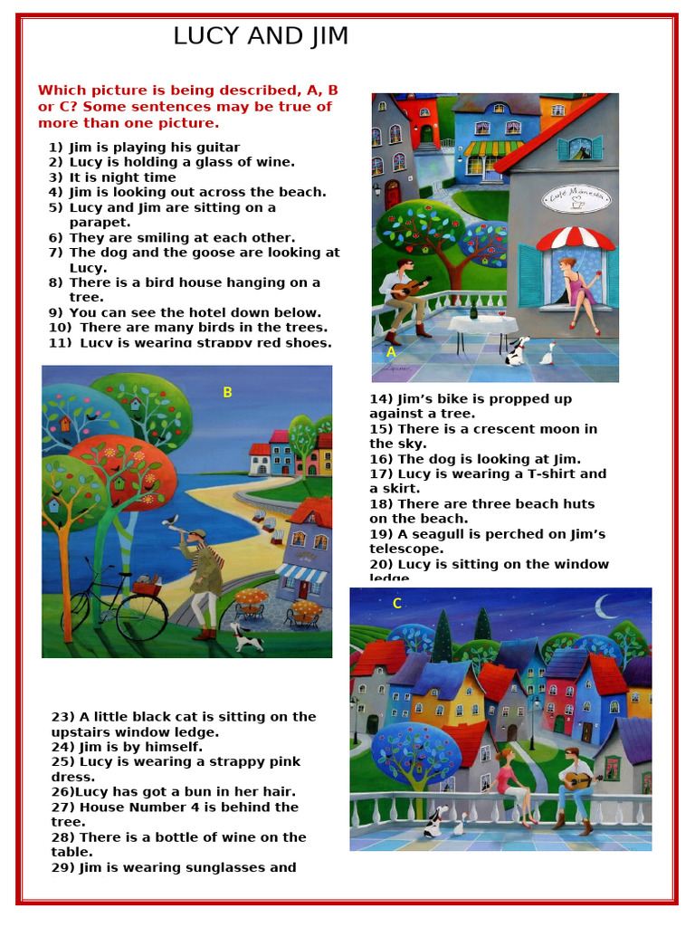 Picture Description Lucy and Jim Picture Description Exercises - 124607 ...