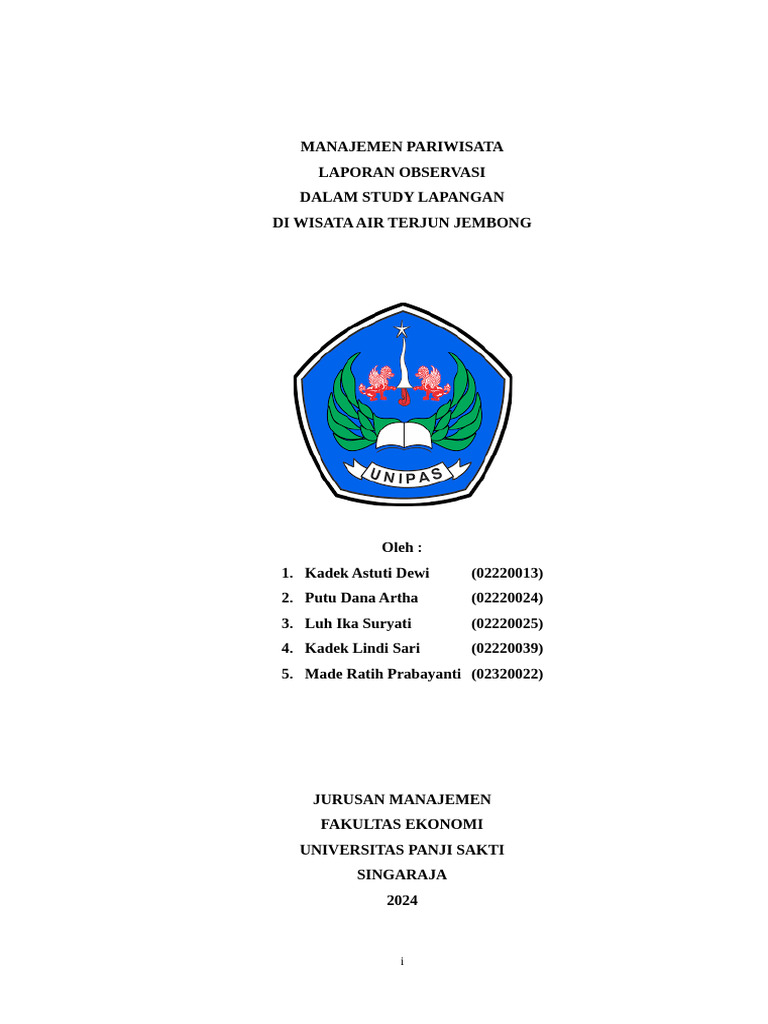 Observasi Wisata Air Terjun Jembong | PDF
