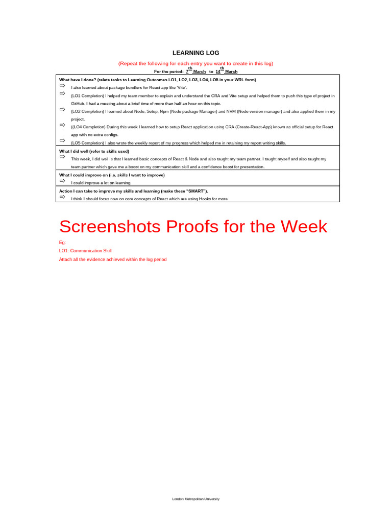 Learning Log 1 | PDF