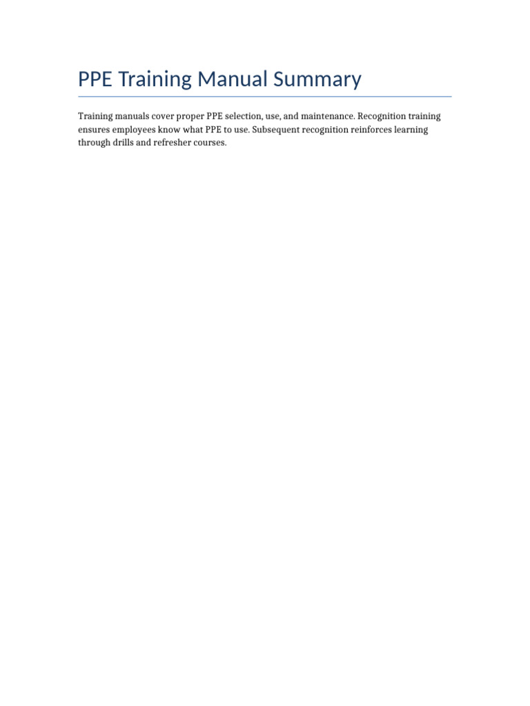 PPE Training Manual Overview | PDF
