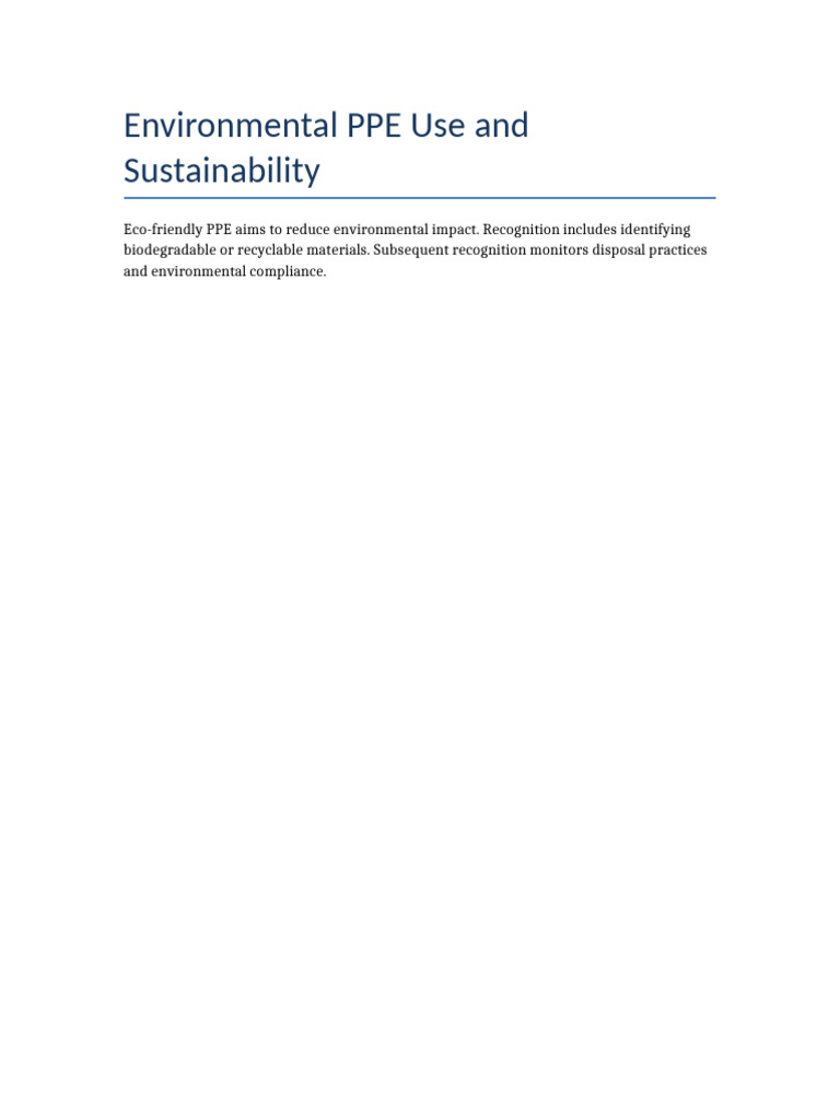 Environmental PPE Use and Sustainability | PDF