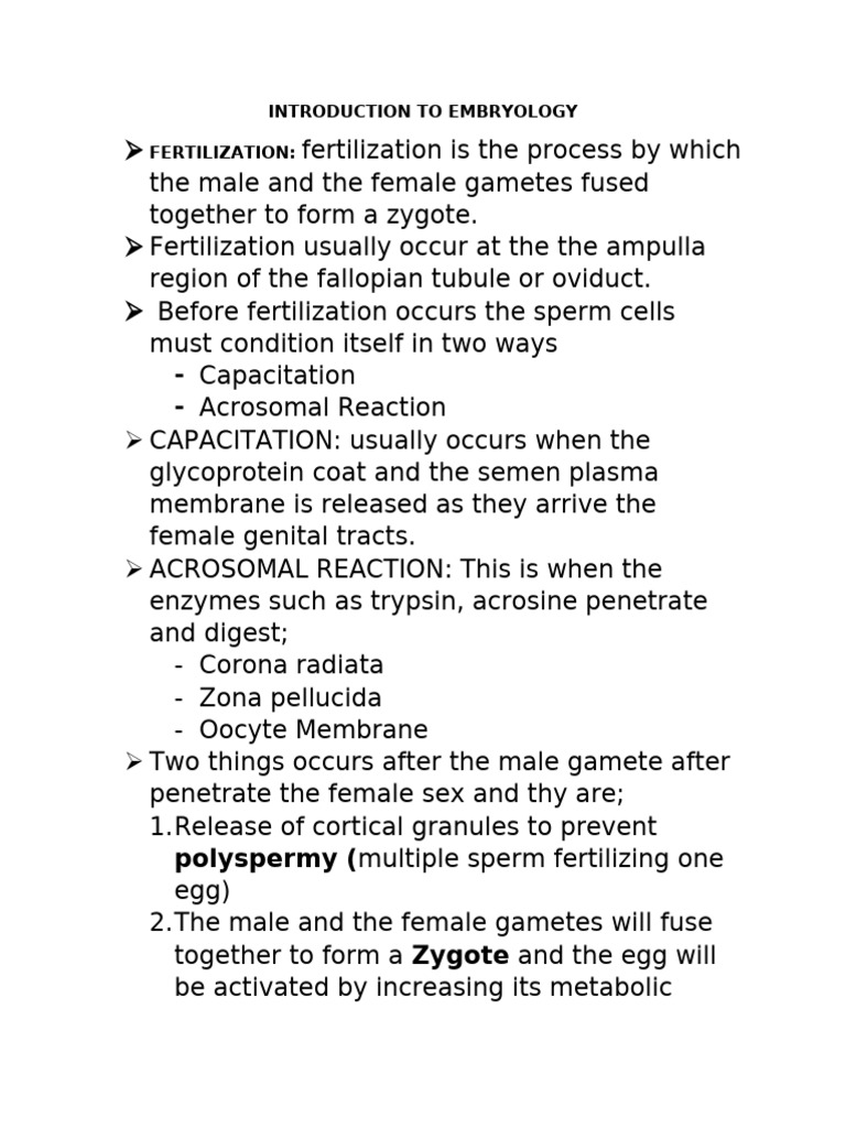 Introduction To Embryology | PDF | Fertilisation | Embryo