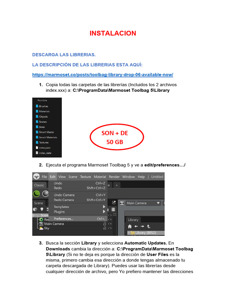 Instalación Librerias Marmoset Toolbag | PDF