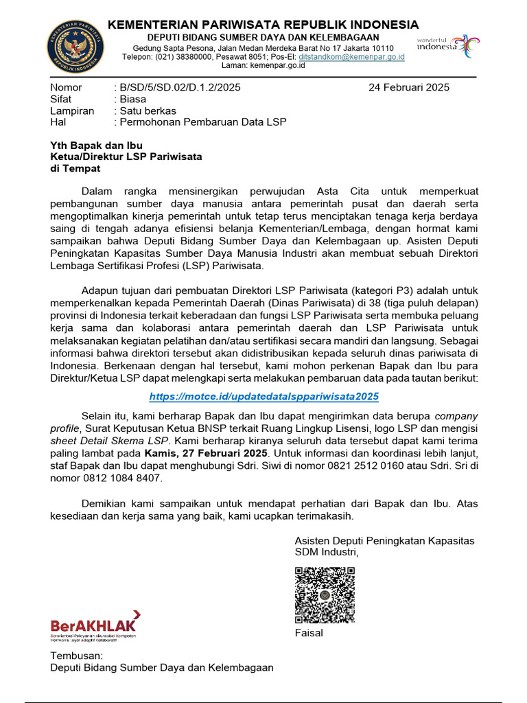 Surat LSP - Update Data | PDF