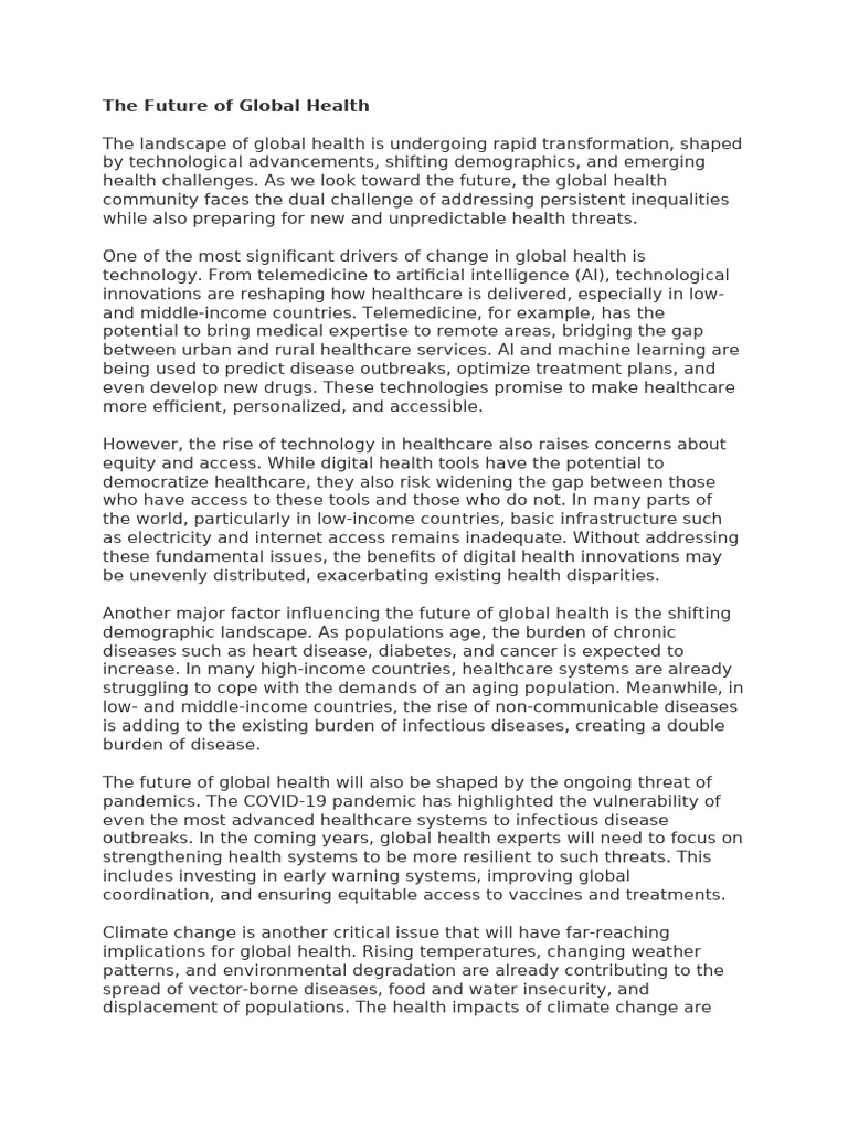 The Future of Global Health | PDF | Global Health | Pandemic