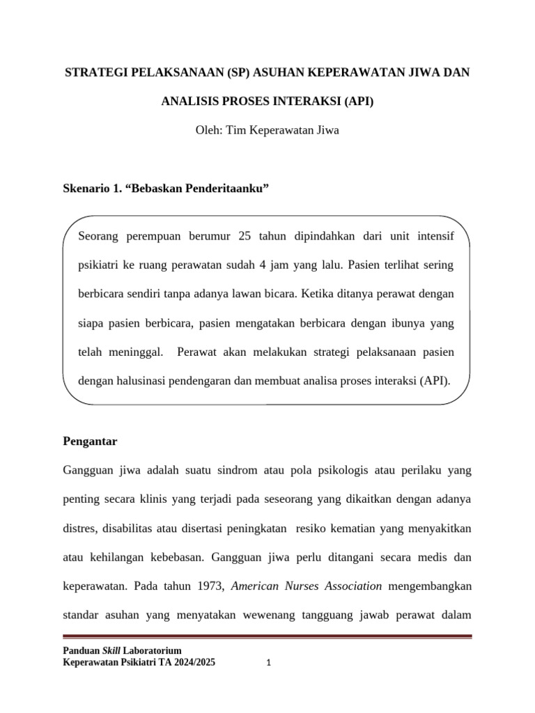 Panduan Skill Lab Kep Psikiatri TA 2024-2025 | PDF
