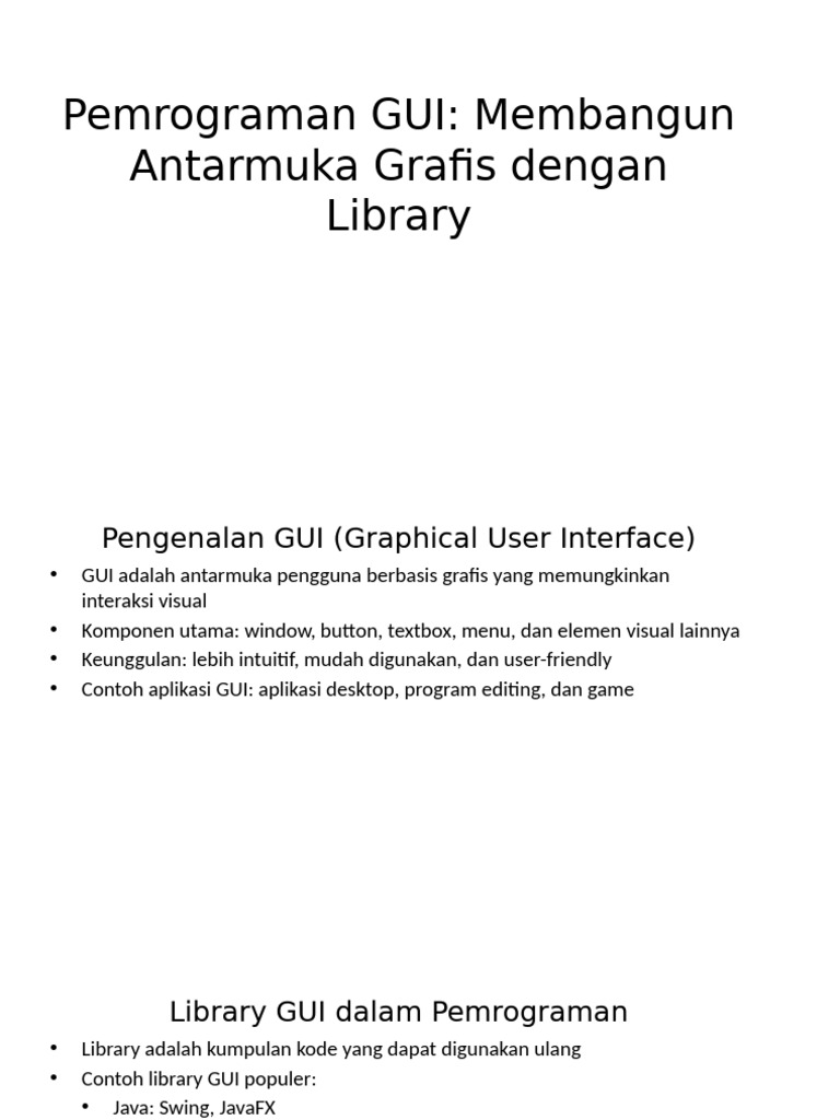 Pemrograman GUI Membangun Antarmuka Grafis Dengan Library | PDF