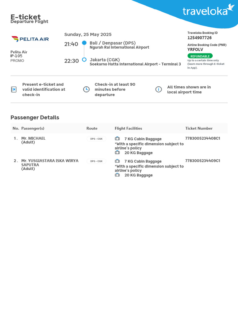 Flight#1 Kori Khoiriyah Dps Yrfolv CGK Flight Originating | PDF | Airlines | Transport