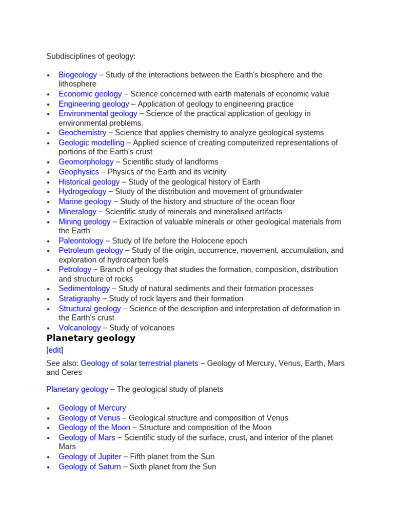Key Geology Subdisciplines Explained | PDF | Earth Sciences | Geology