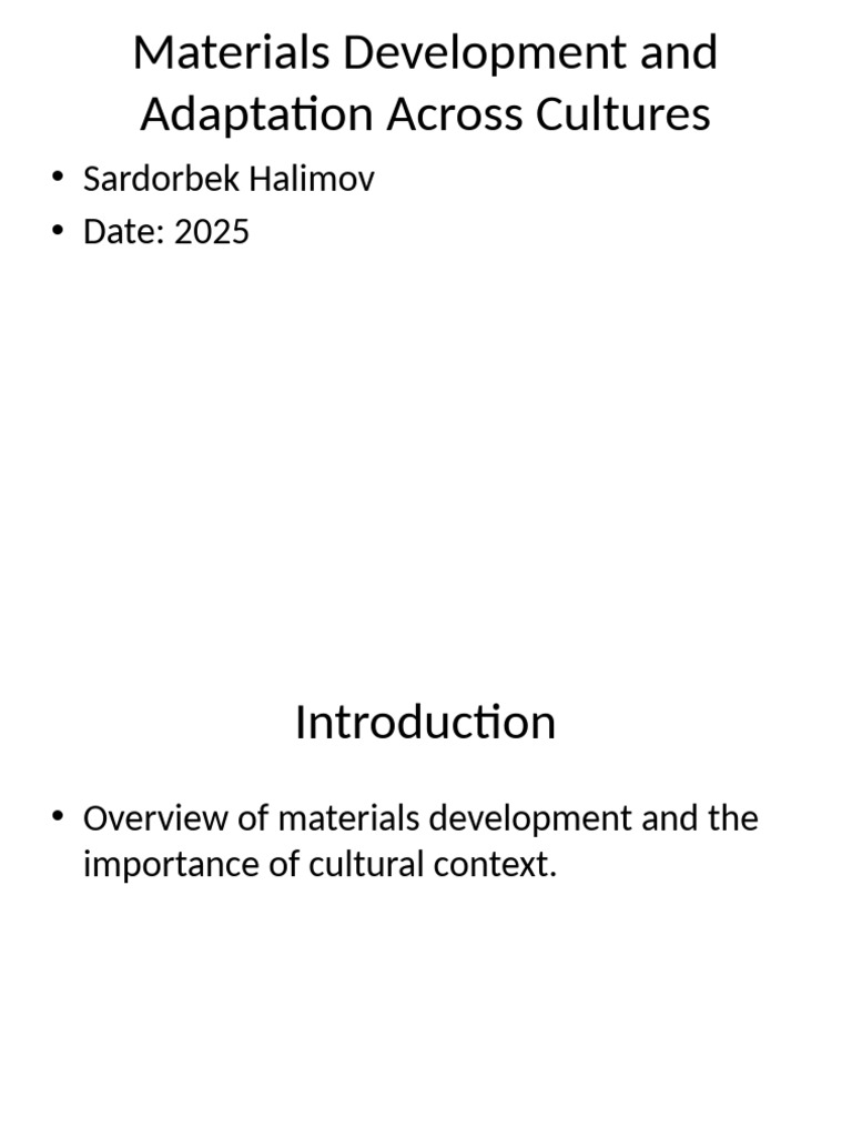 Materials Development Across Cultures Sardorbek | PDF