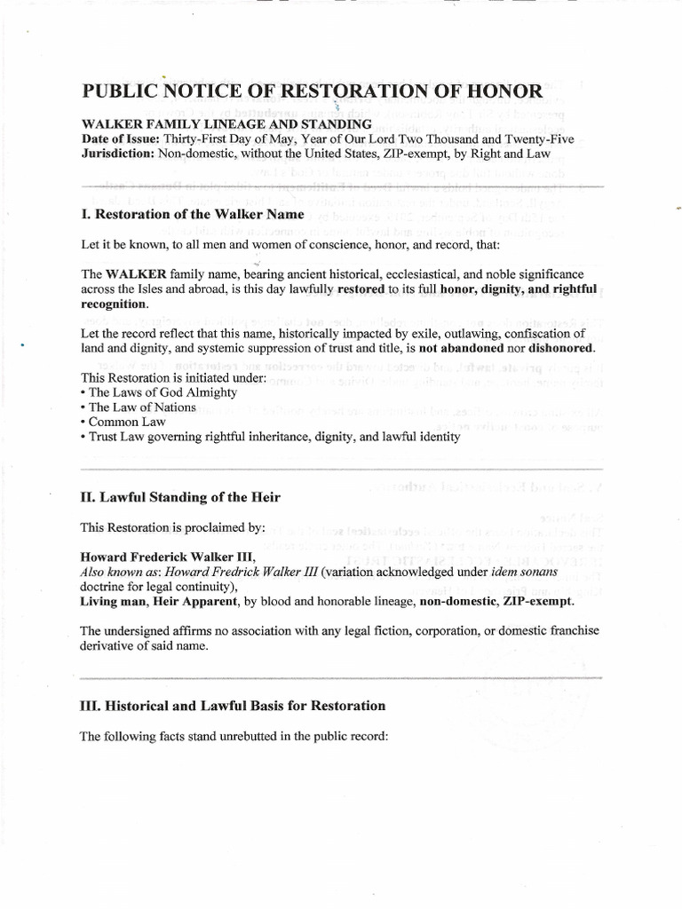 Public Notice of Restoration of Honor | PDF