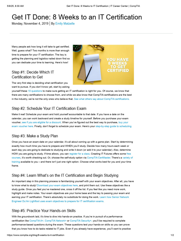 Get IT Done - 8 Weeks To IT Certification - IT Career Center - CompTIA ...