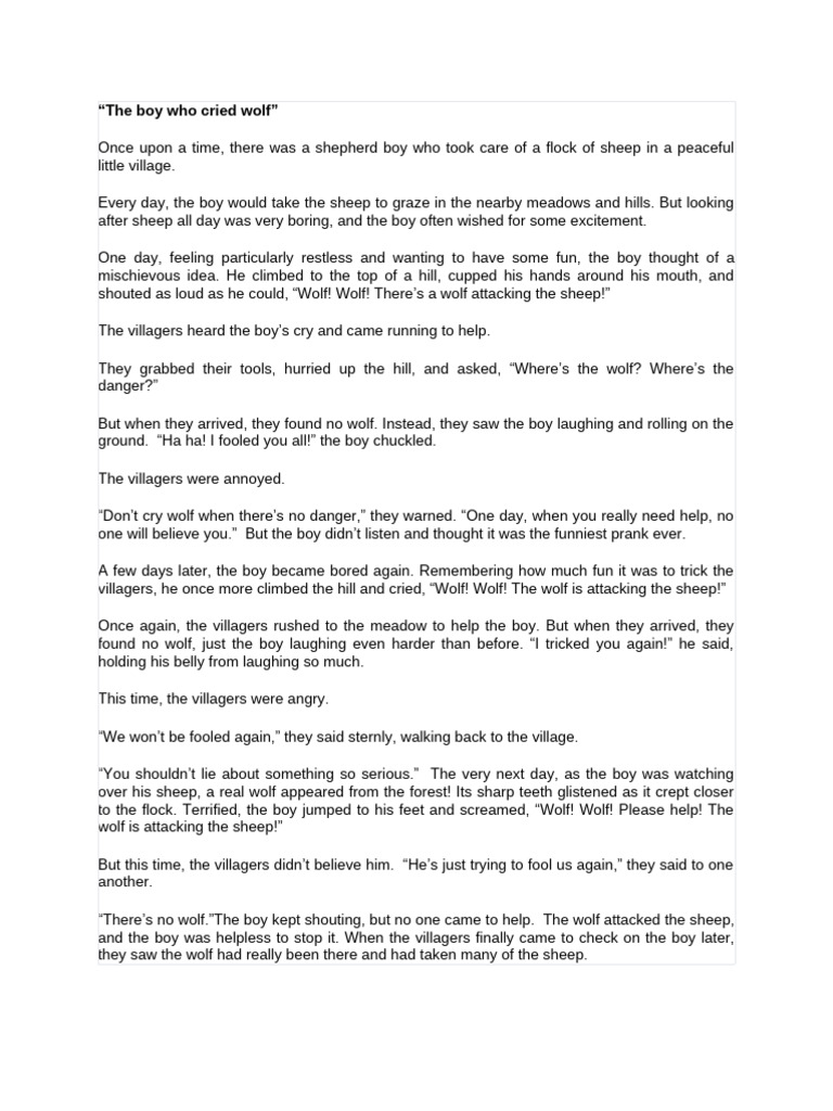 The Boy Who Cried Wolf | PDF