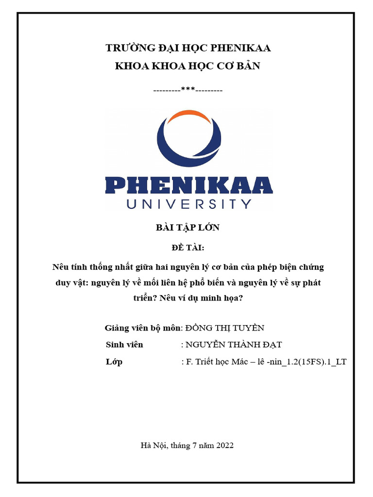 Neu Tinh Thong Nhat Giua Hai Nguyen Ly Co Ban Cua Phep Bien Chung Duy 134454 | PDF