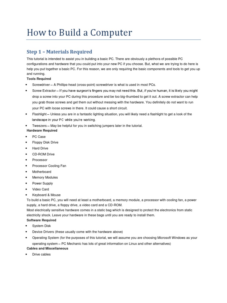 How To Build A Computer | PDF | Electrical Connector | Personal Computers