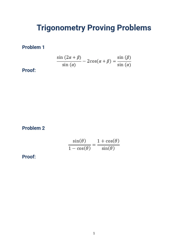Trig Prove Problems | PDF