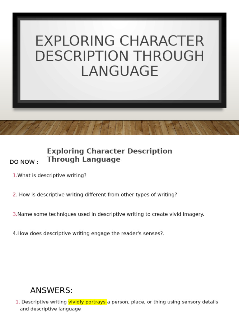 Character Description Techniques Explained | PDF | Senses | Emotions