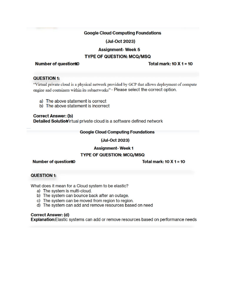 NPTEL SWAYAM CLOUD COMPUTING MIX ASSIGNMENTS | PDF