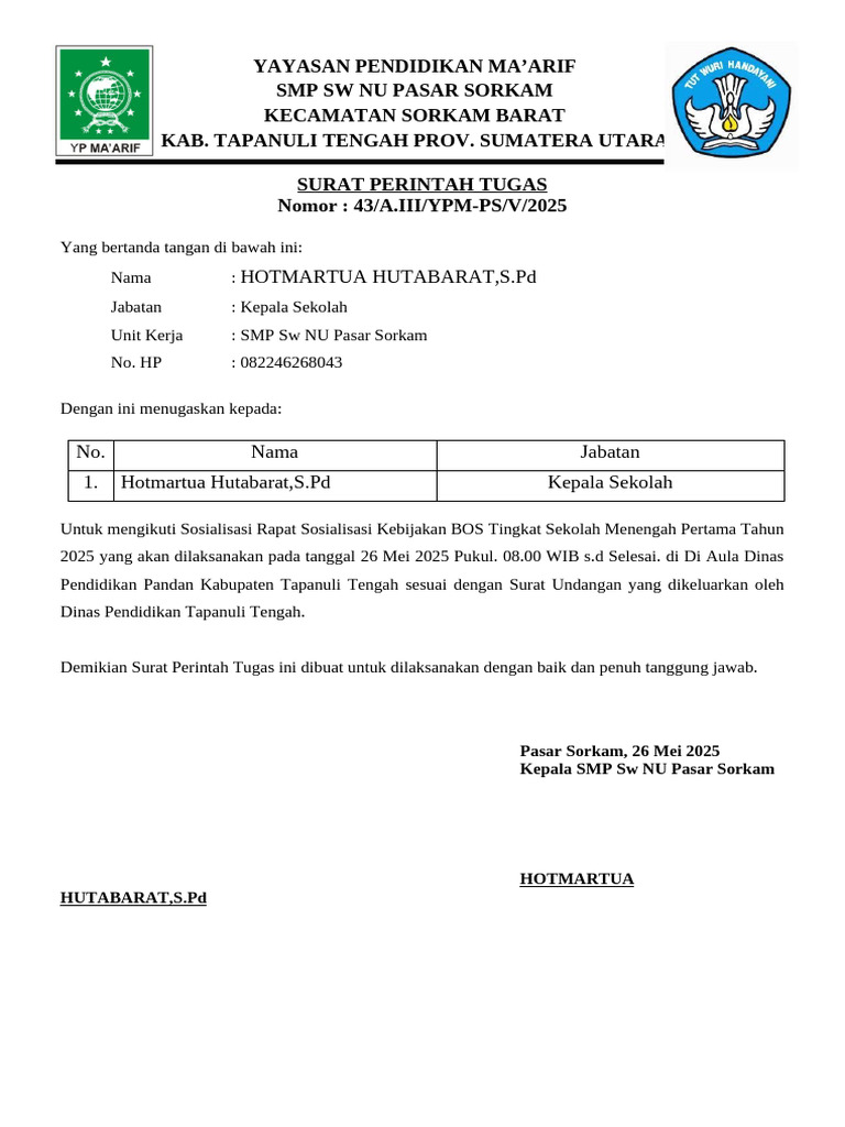 Surat Perintah Tugas (SPT) 2023 | PDF