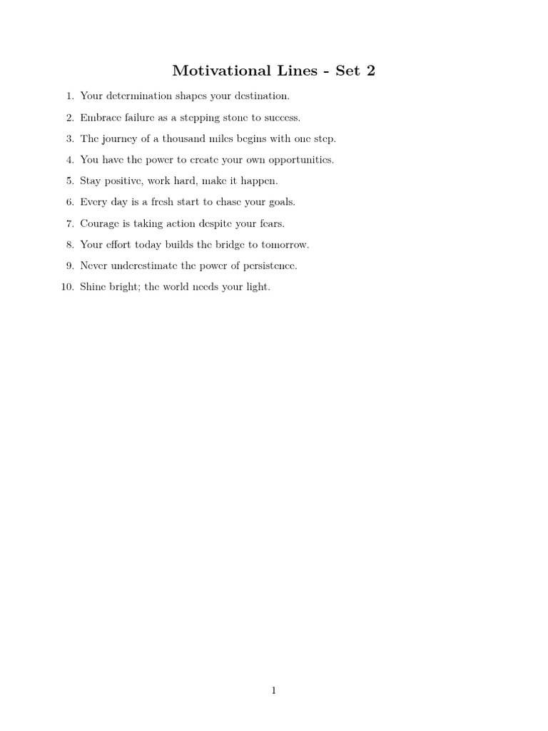 Motivational Lines - Set 2 | PDF