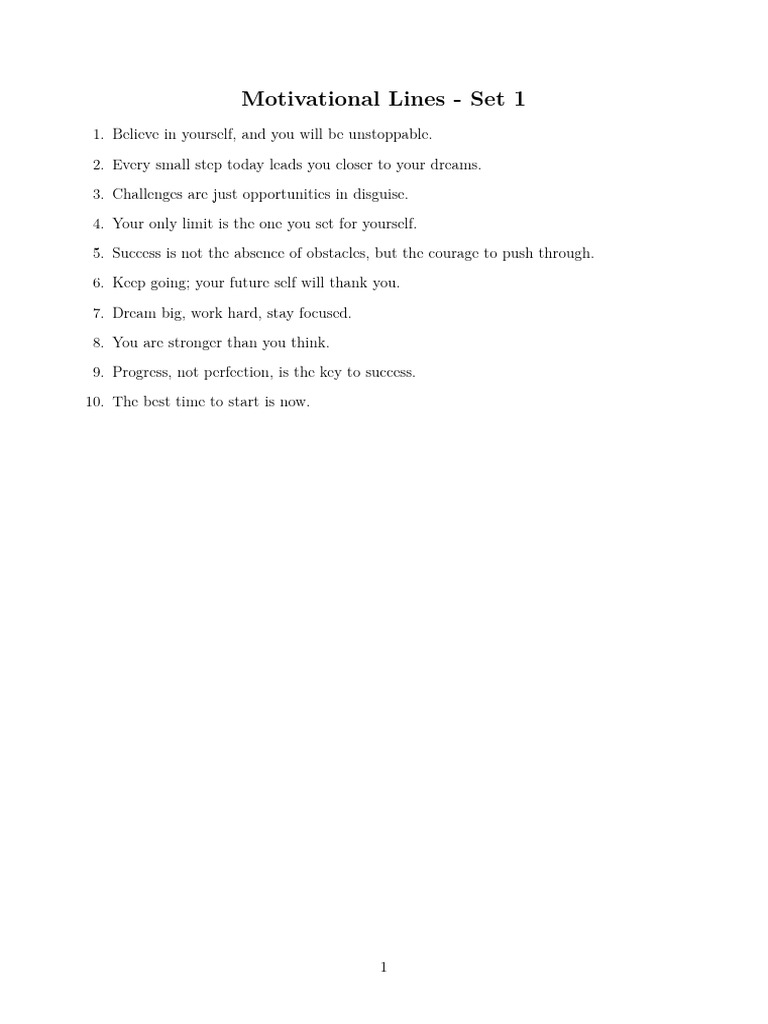 Motivational Lines - Set 1 | PDF