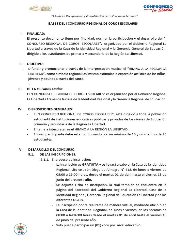 Bases Del I Concurso de Coros Escolares 2025 1ffffffok | PDF | Coro