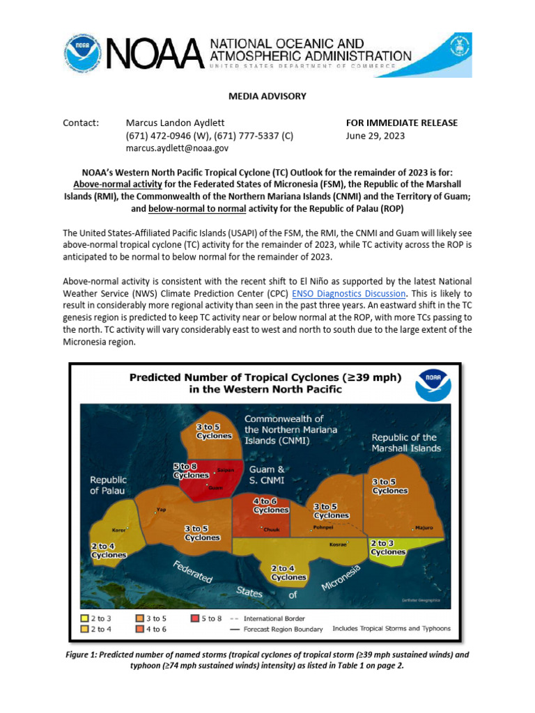 2023 NOAA-NWS Western North Pacific Tropical Cyclone Outlook | PDF ...