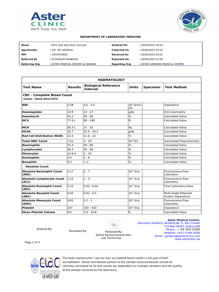 Lab Report 23952450 20250529101846 | PDF | Anatomy | Medical Tests