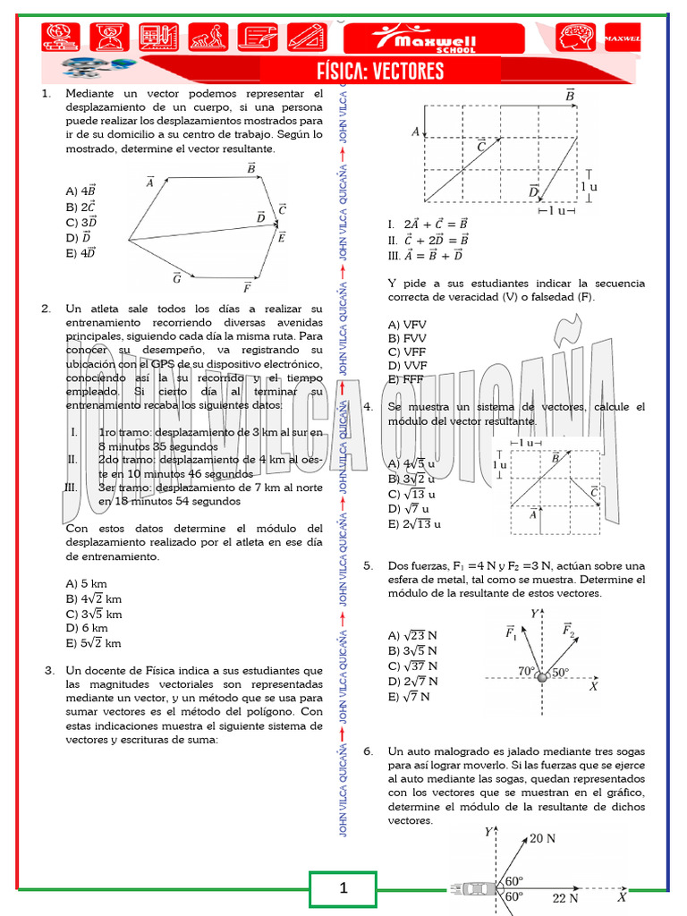 Seminario Vectores | PDF | Vector Euclidiano | Mecanica clasica