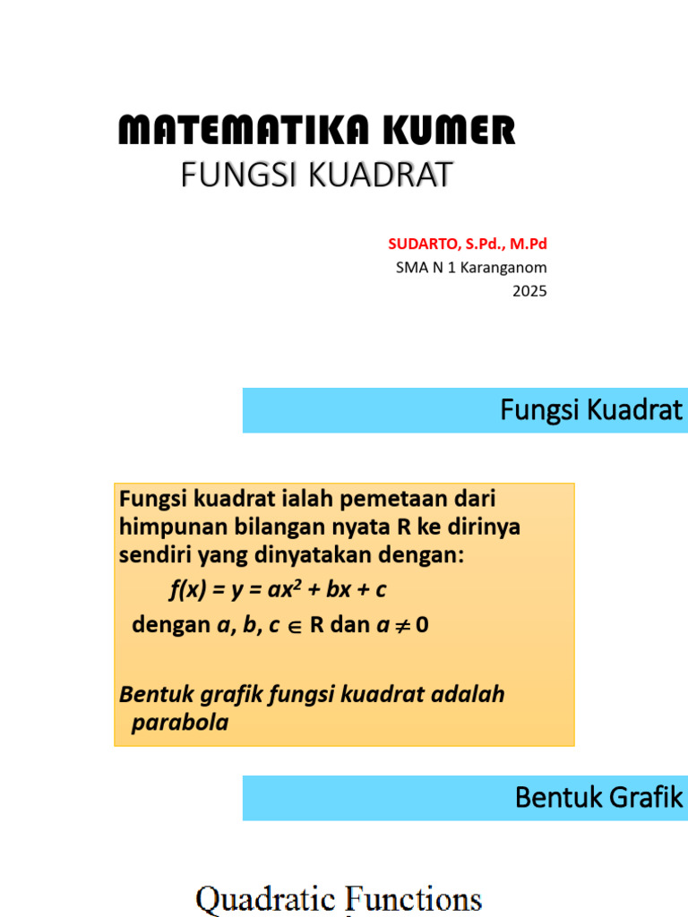 Fungsi Kuadrat Kelas x Sem2 | PDF