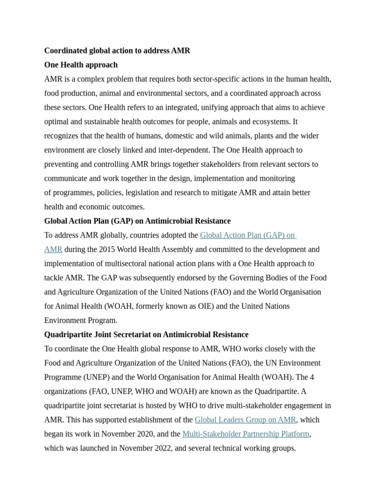 Global Action on Antimicrobial Resistance | PDF | Natural Environment