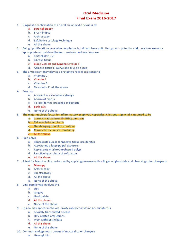 Oral Medicine MCQs | PDF | Biopsy | Clinical Medicine