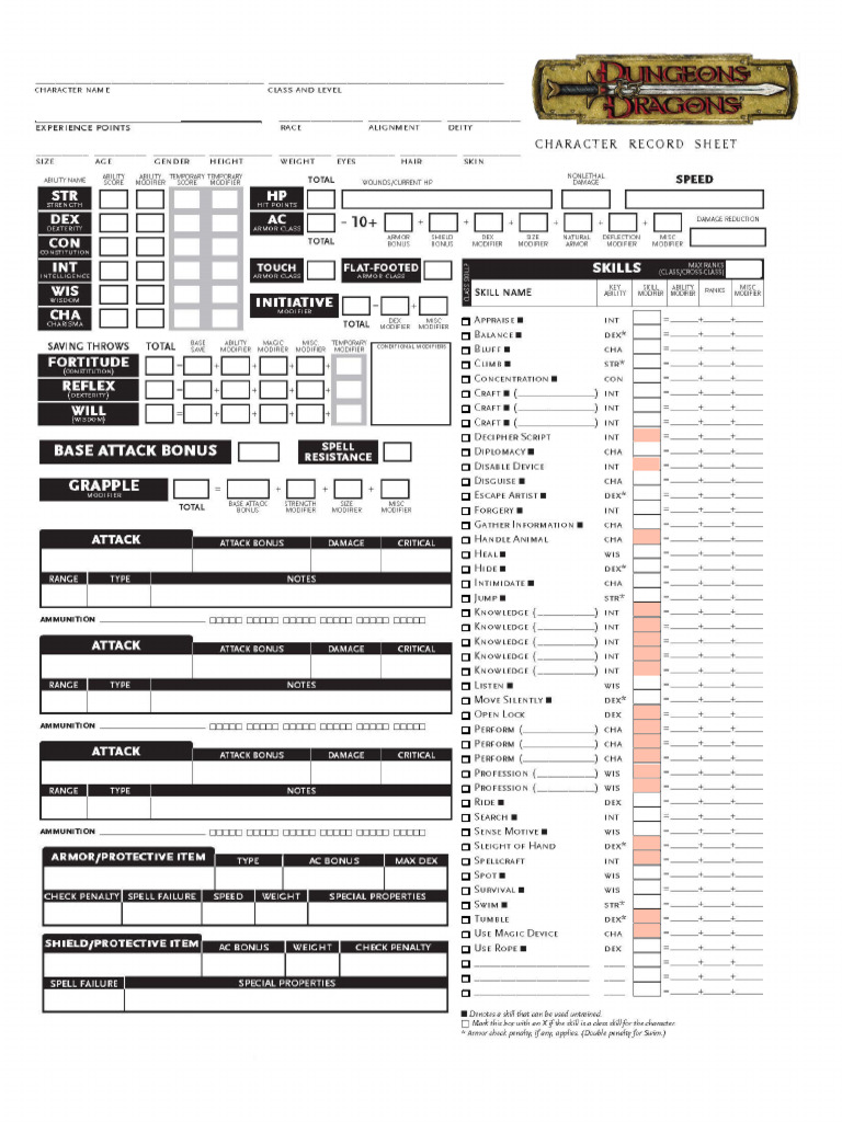 01 Fillable Character Sheet3-5 v-7 | PDF