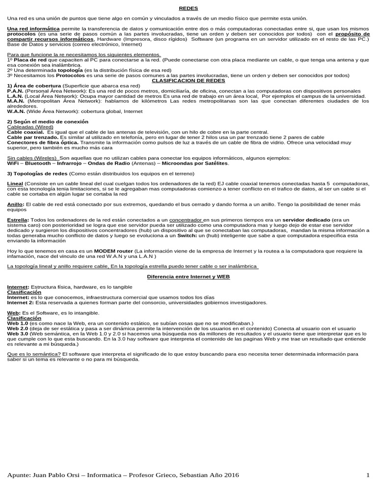 Informatica - Resumen Final | PDF | Red de computadoras | Internet