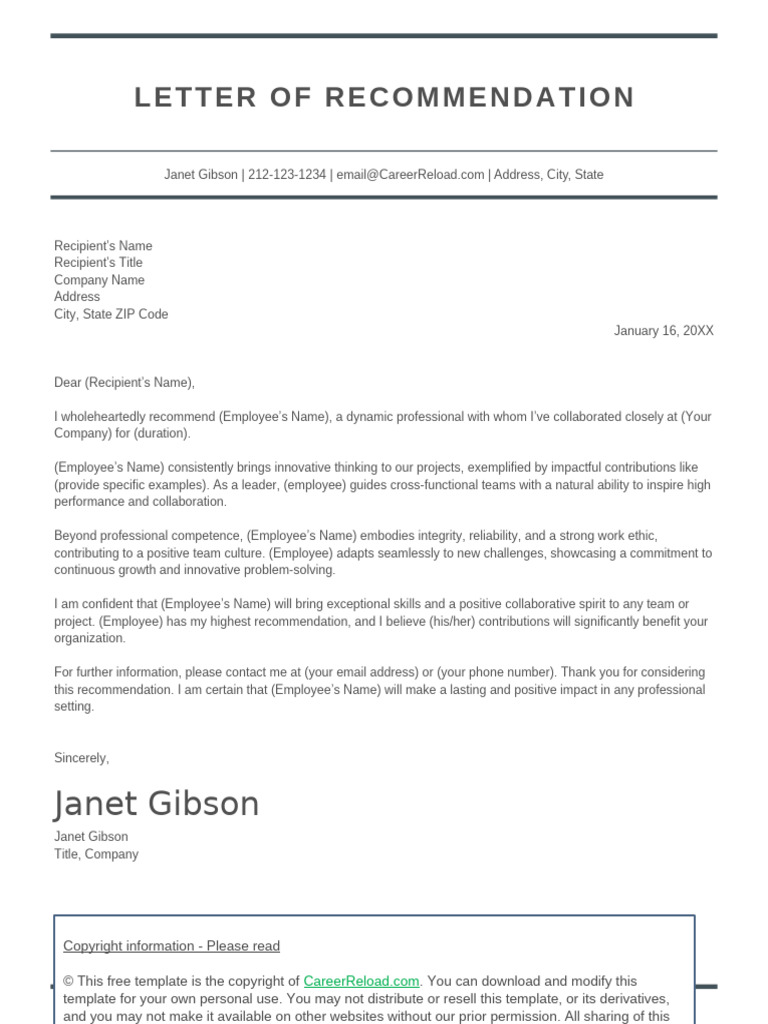 Recommendation Letter Janet | PDF