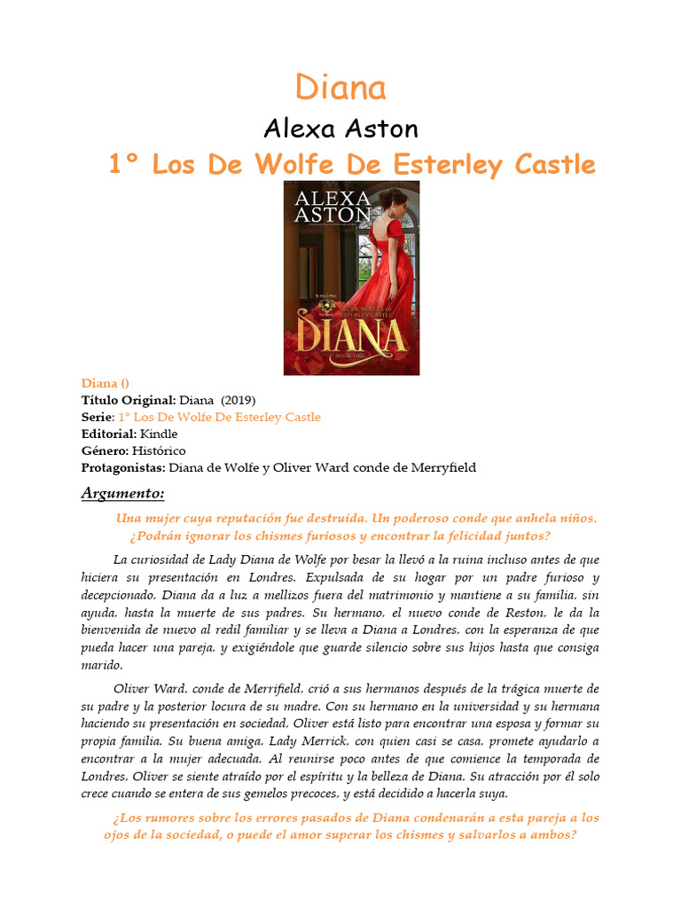 Diana (the de Wolfes of Esterley Castle 1) - Alexa Aston | PDF | Amor
