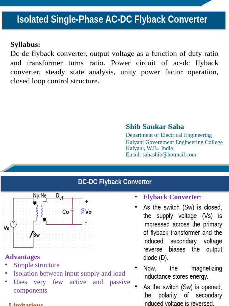 CH - 6 - Isolated Single-Phase AC-DC Flyback Converter | PDF | Inductor ...