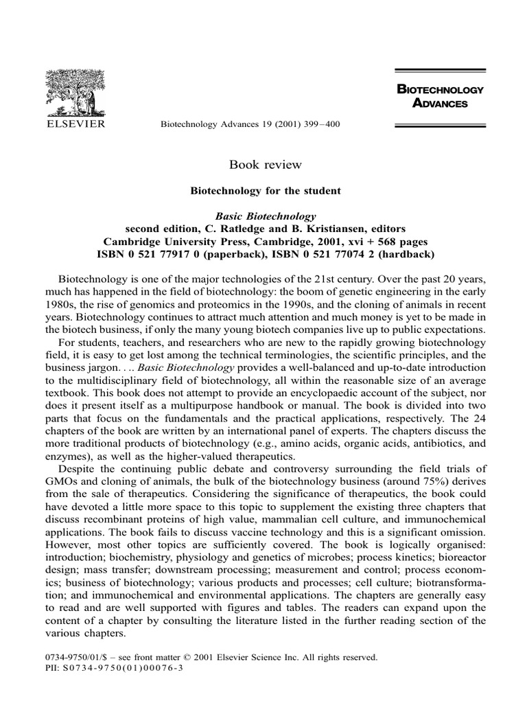Book Review: Biotechnology For The Student | PDF | Biotechnology ...