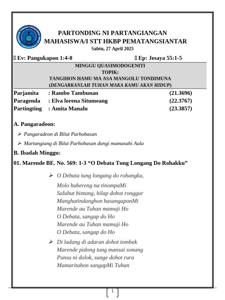 Partangiangan Mahasiswa - Sabtu, - 27 April 2025 | PDF