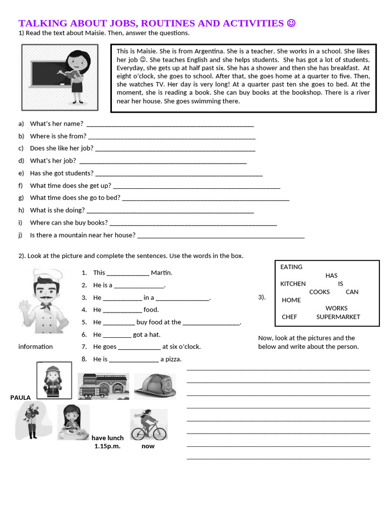 Talking About Jobs, Routines and Activities | PDF | Chess Openings | Chess