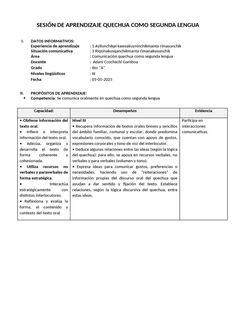 S.A. QUECHUA COMO L2 (Riqsinakusqanchikmanta) | PDF | Segundo lenguaje | Aprendizaje
