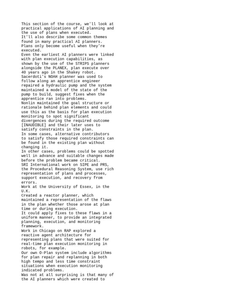 02 5.1 AI Planning Applications - Execution DS1!11!26 | PDF